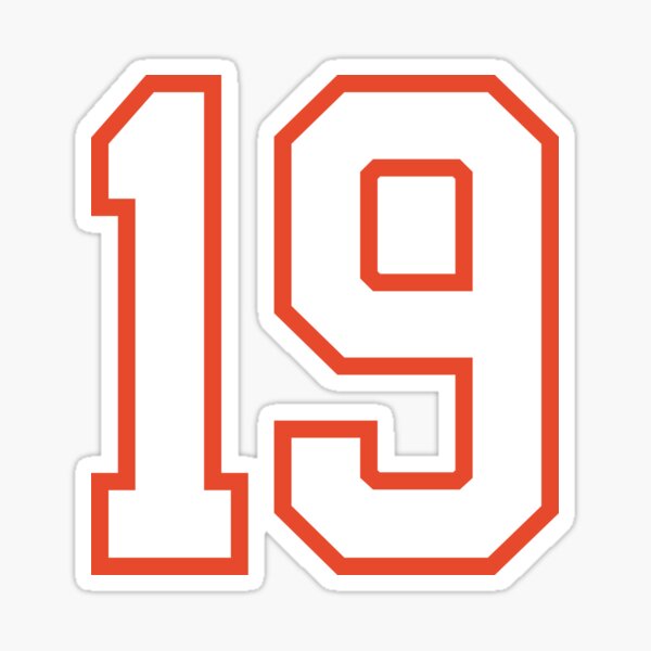 "Sports Number 19, white orange color lucky sport nineteen" Sticker for ...