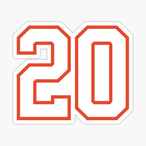 "Sports Number 20, white orange color lucky sport twenty" Sticker for ...
