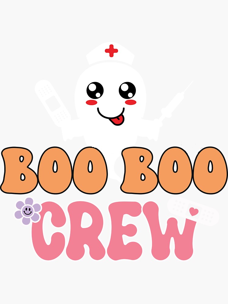 "Boo Boo Crew Cute Halloween 2022 Nurse Costume Men Women" Sticker for ...