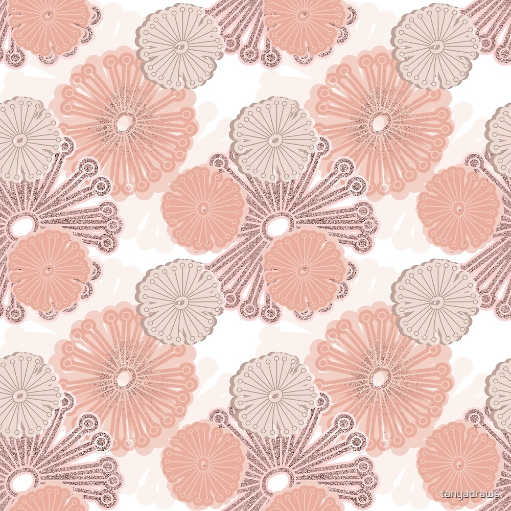 "Rose Gold Flower Pattern" by tanyadraws | Redbubble