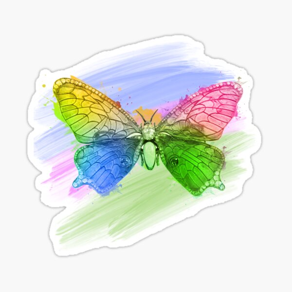 "Rainbow Butterfly" Sticker for Sale by Kuki-shop | Redbubble