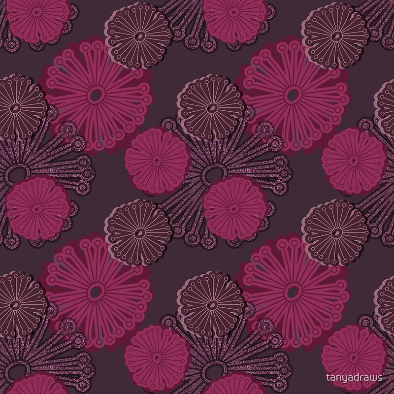 "Fuchsia Flower Pattern" by tanyadraws | Redbubble