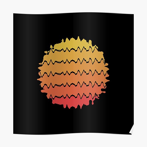 "Retro Sunset Abstract Art with Distorted Wavy Lines - Fun Sun ...