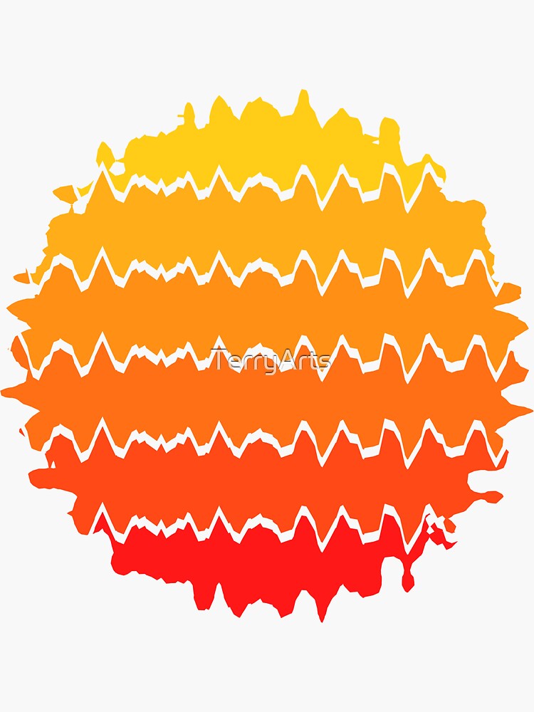 "Retro Sunset Abstract Art with Distorted Wavy Lines - Fun Sun ...
