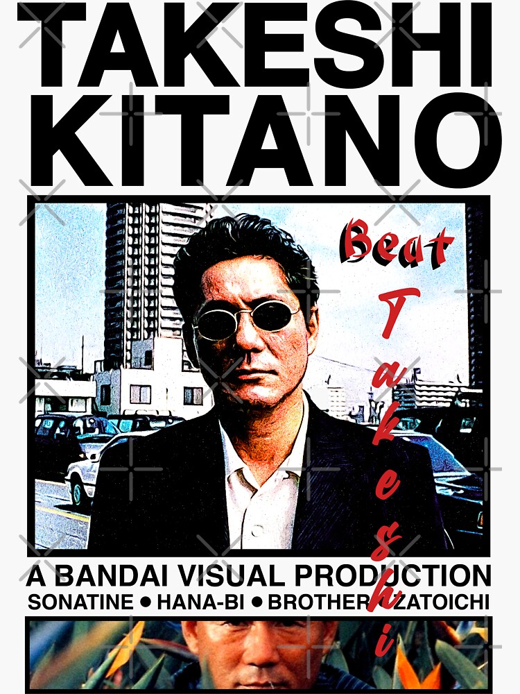 "T-shirt and white background design by Takeshi Kitano" Sticker for ...