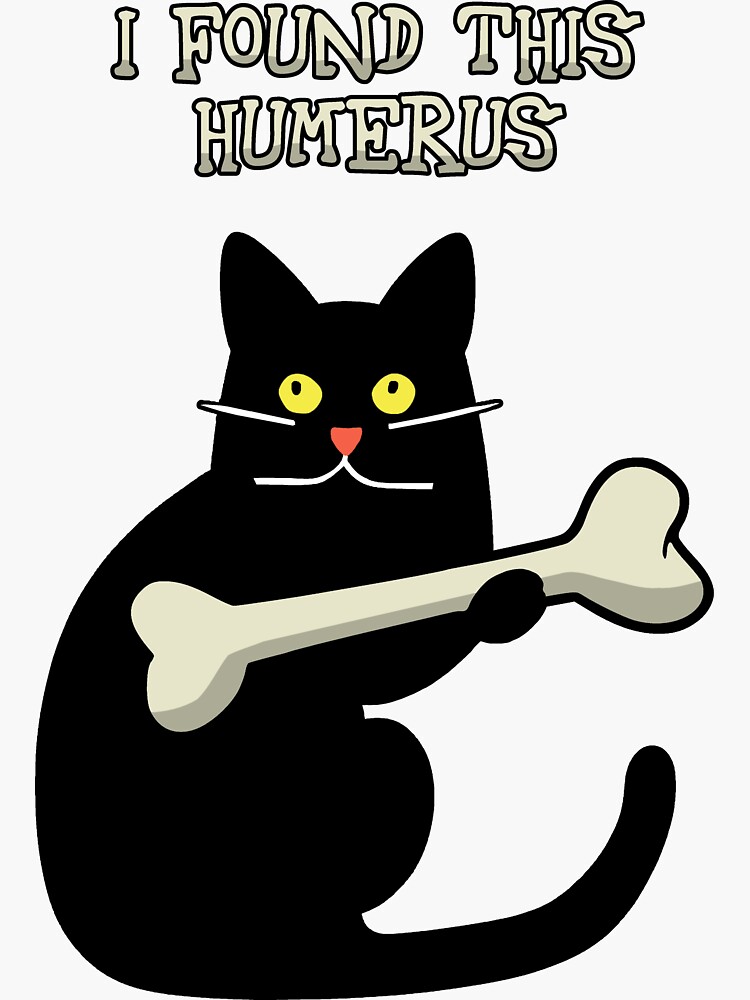 "I found this humerus (black cat) dad joke" Sticker for Sale by ...