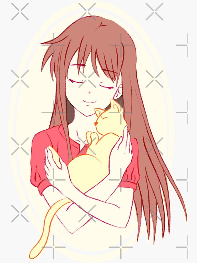 "Kawaii chibi Kyoru with little neko Kyo and happy Tohru" Sticker for ...