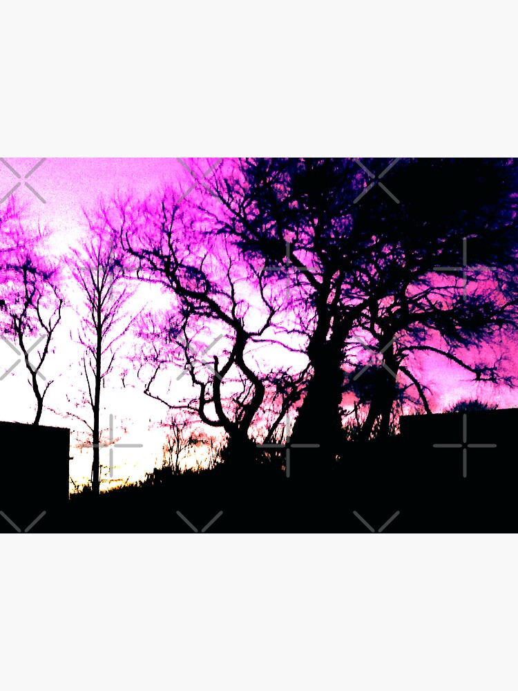 "Magenta Sky Spooky Trees" Sticker for Sale by NikiNakiNooNoo | Redbubble