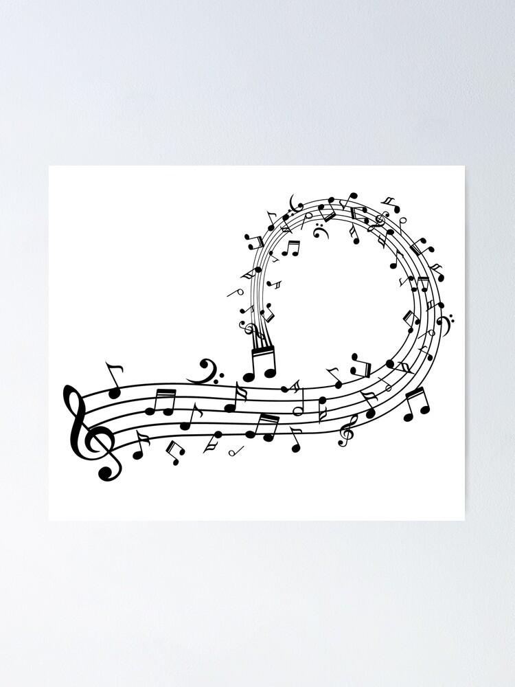 "Treble Clef And Music Notes On Staff" Poster for Sale by ...
