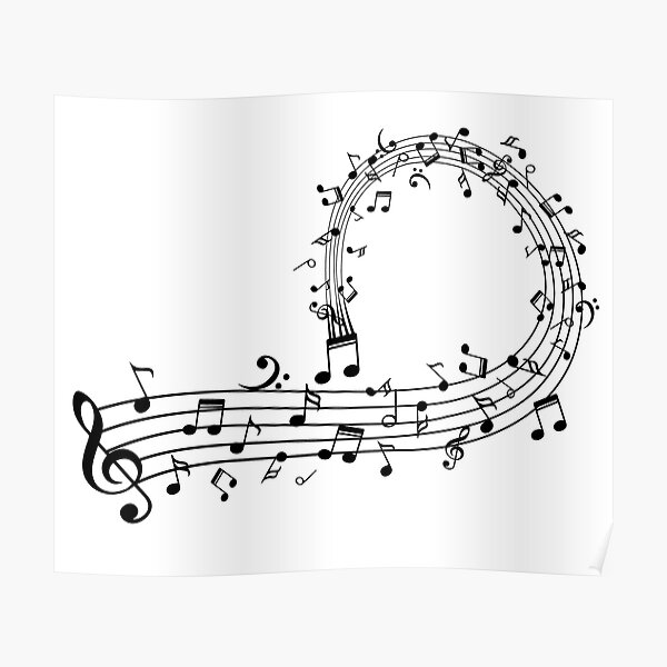 "Treble Clef And Music Notes On Staff" Poster for Sale by ...