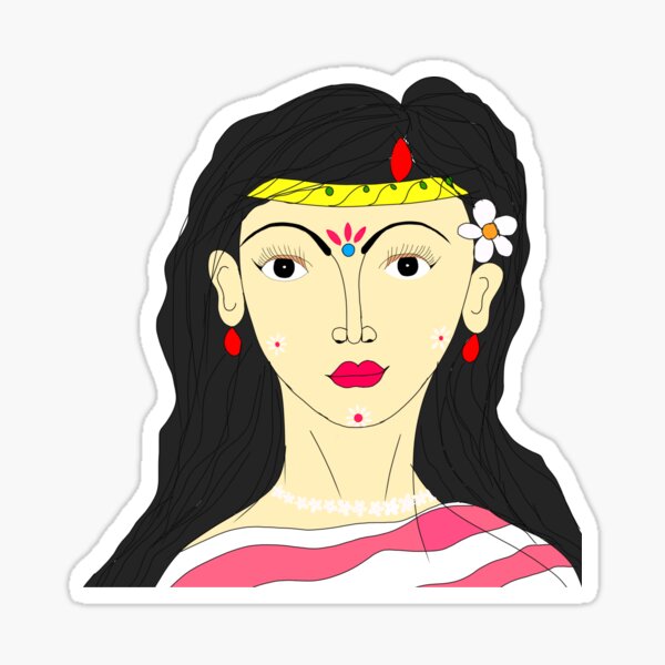 "Maa Sati face art ( Durga Puja special ) " Sticker for Sale by Darkies ...