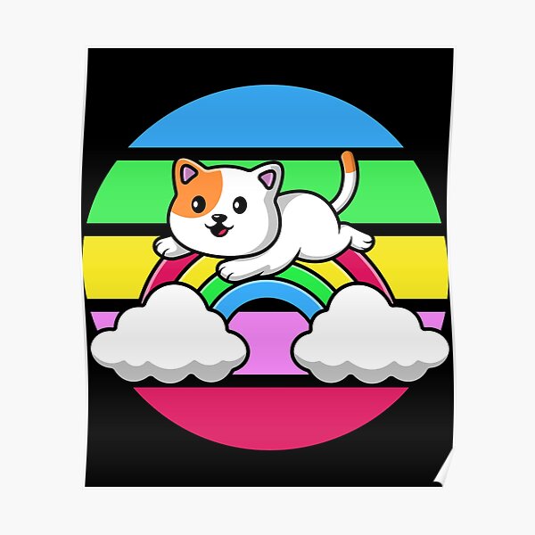 "Little Cat on Rainbow - Kids" Poster for Sale by Rev-Style | Redbubble