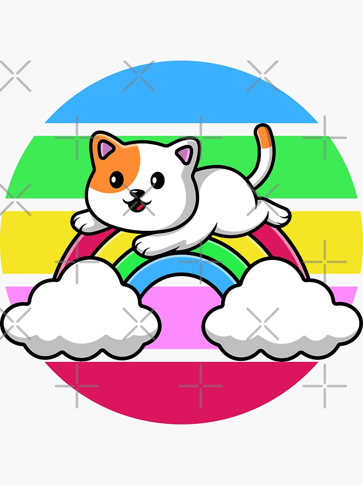 "Little Cat on Rainbow - Kids" Sticker for Sale by Rev-Style | Redbubble