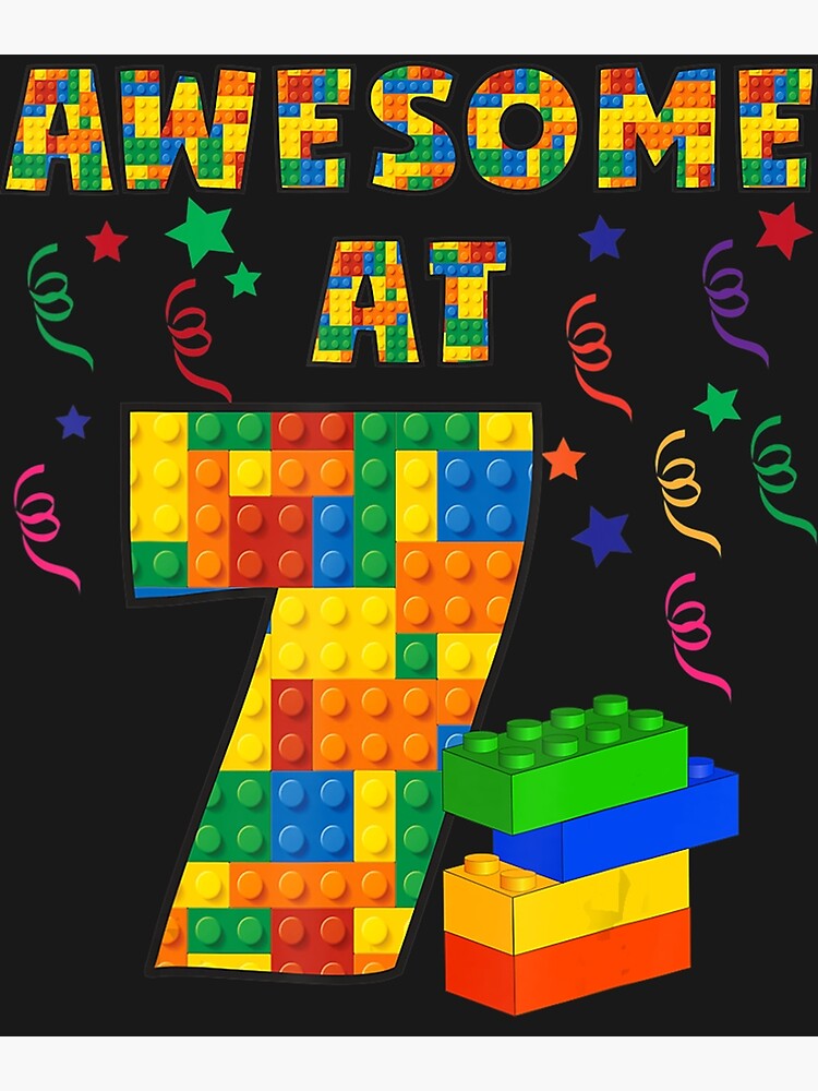 Póster «Cumpleaños para niños 7 Building Blocks Bricksheme Party» de ...