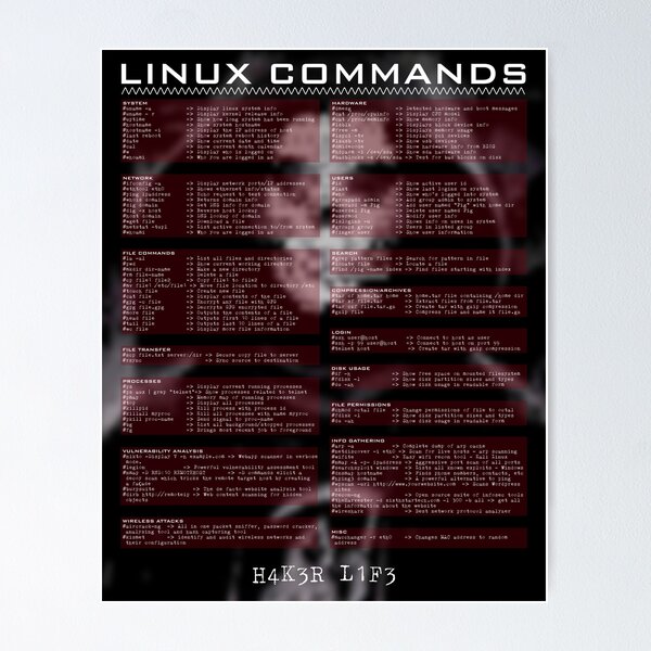 "Linux Commands" Poster for Sale by LostintheNoise9 | Redbubble