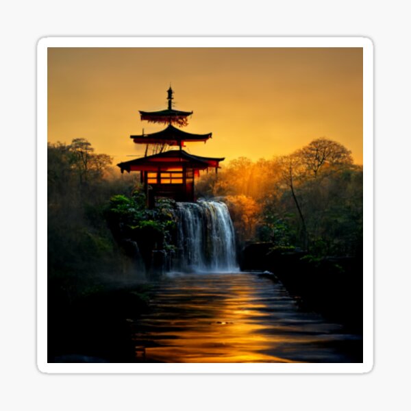 "Japanese inspired temple " Sticker for Sale by GabJr | Redbubble