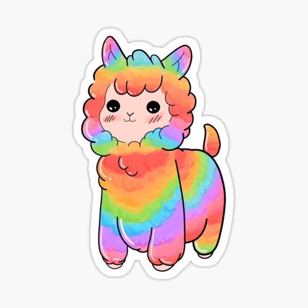 "Cute colorful rainbow alpaca" Sticker for Sale by Vivienne-in-art ...