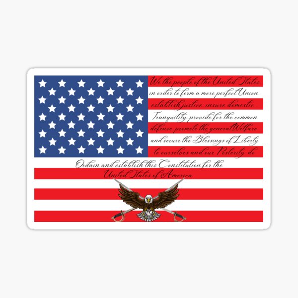 "American Flag with United States Constitution Preamble" Sticker for ...