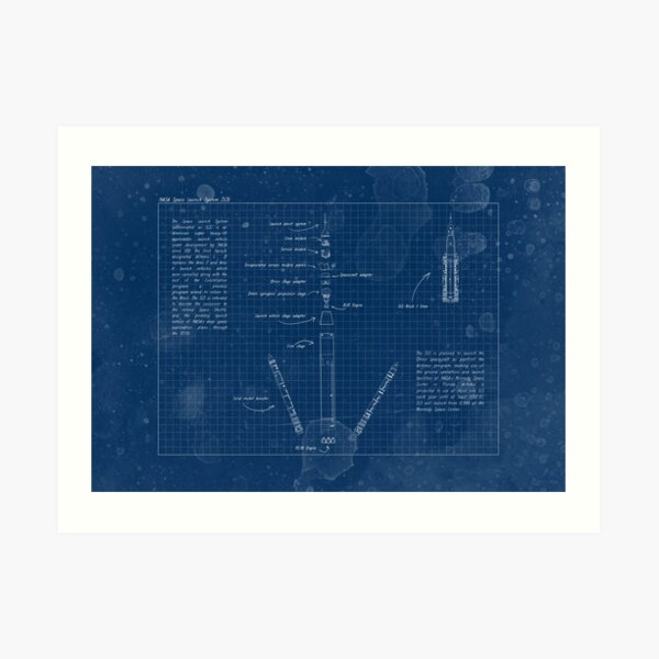 "NASA SLS Space Launch System Diagram, Blueprint" Art Print for Sale by ...