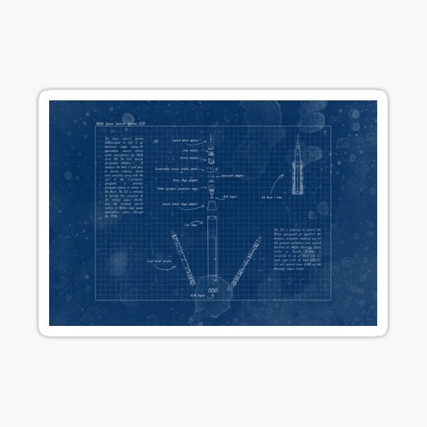 "NASA SLS Space Launch System Diagram, Blueprint" Sticker for Sale by ...