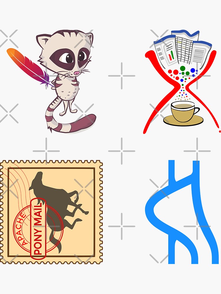 Apache PLC4X, POI, Pony Mail, Pulsar - 4x Sticker Combo Pack" Sticker ...