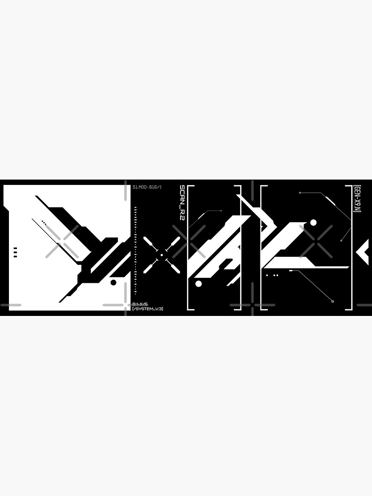 "Cyber techwear scan typography decal " Sticker by Arez Xzan | Redbubble