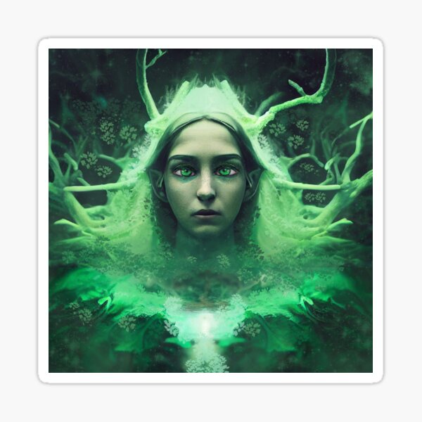 "Green Woodland Elf Spirit Goddess | Earth Elf " Sticker for Sale by ...