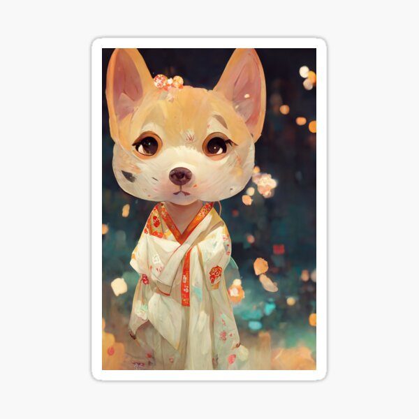 "Cute Dog In Japanese Kimono" Sticker for Sale by petshelter | Redbubble
