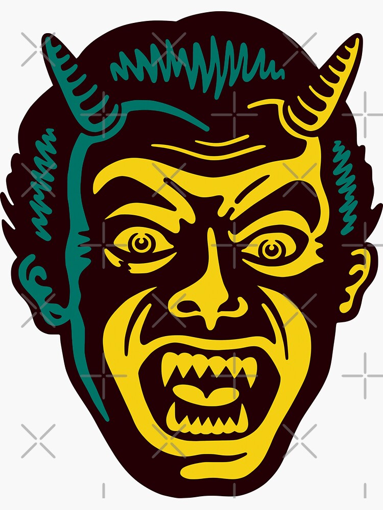 "Vintage creepy, scary, horror, spooky, monster, devil face halloween ...