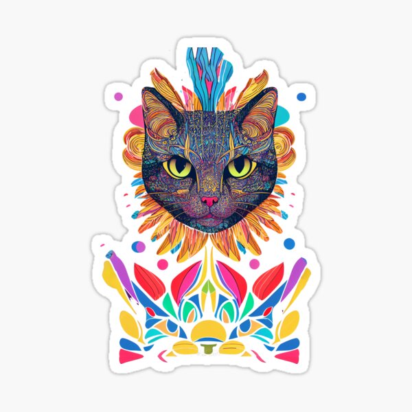 "Hippy Cat " Sticker for Sale by TheSamuraiCat | Redbubble
