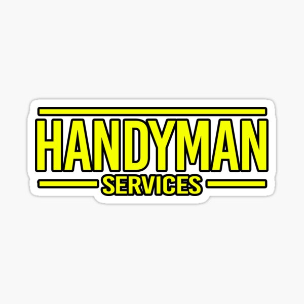 "HandyMan Service - Yellow letters and black background" Sticker by ...