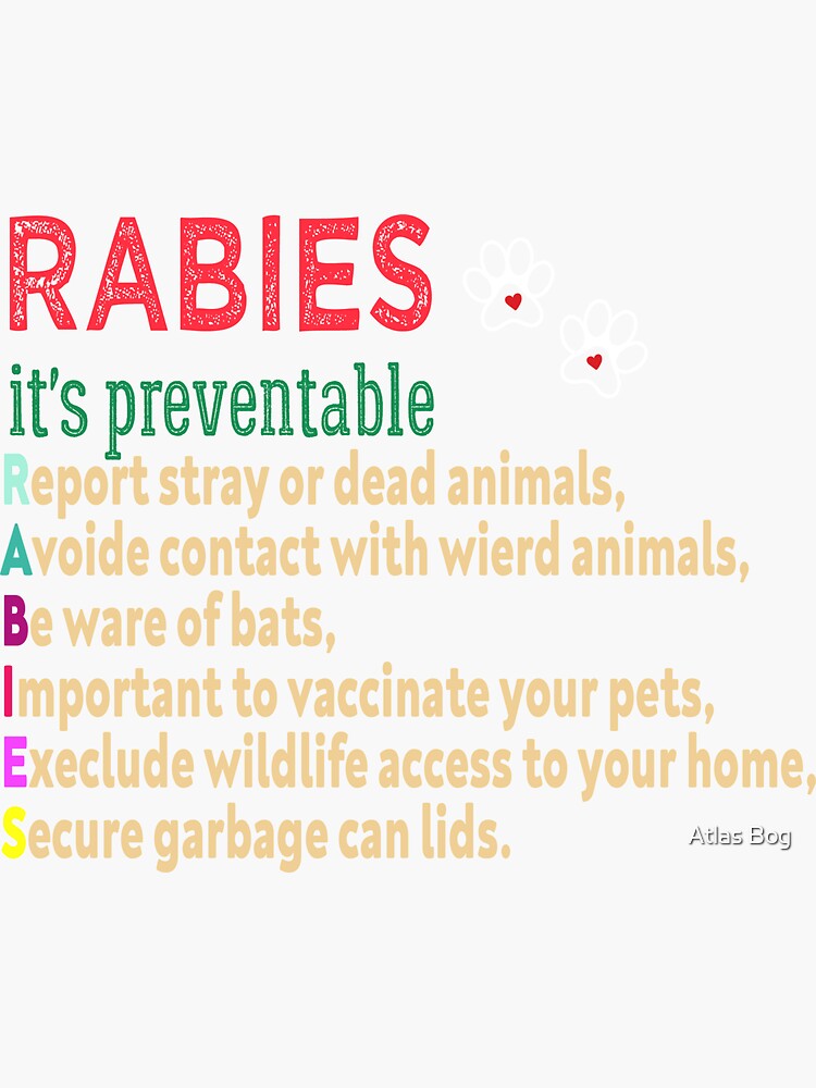 "Rabies it's Preventable World Rabies Day Awareness" Sticker for Sale ...