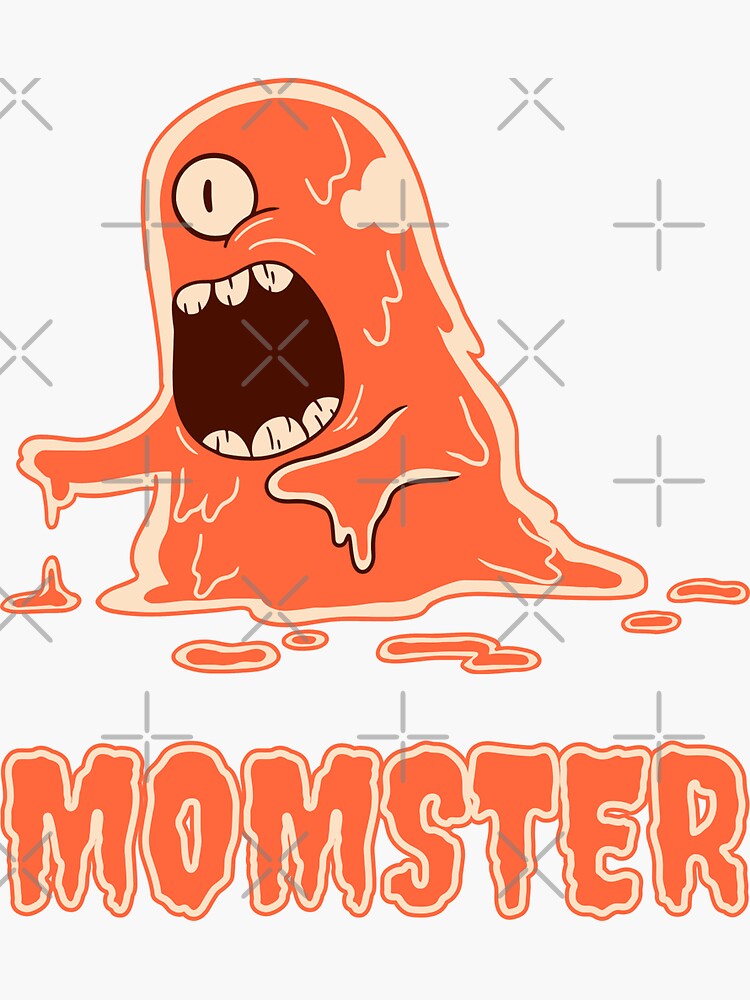 "Momster Scary Orange Slime Monster Halloween Mom" Sticker for Sale by ...