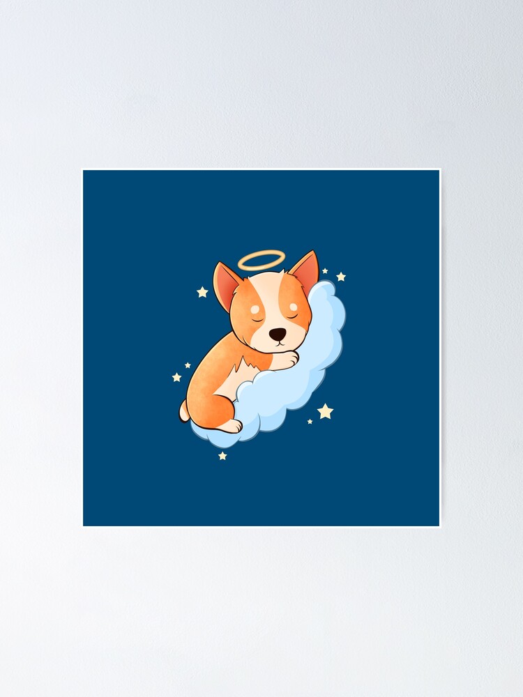 "Corgi Sleeping on Cloud" Poster for Sale by Ameliamaar | Redbubble