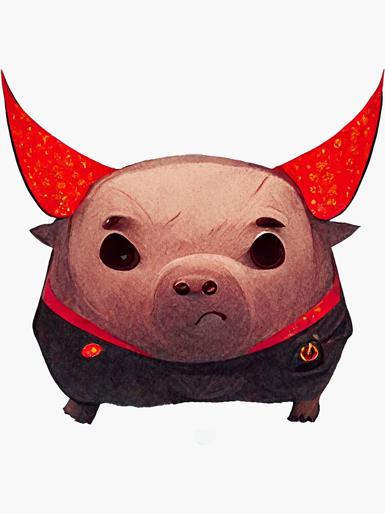 "Pig with Devil Horns" Sticker for Sale by Waldo-Picasso | Redbubble