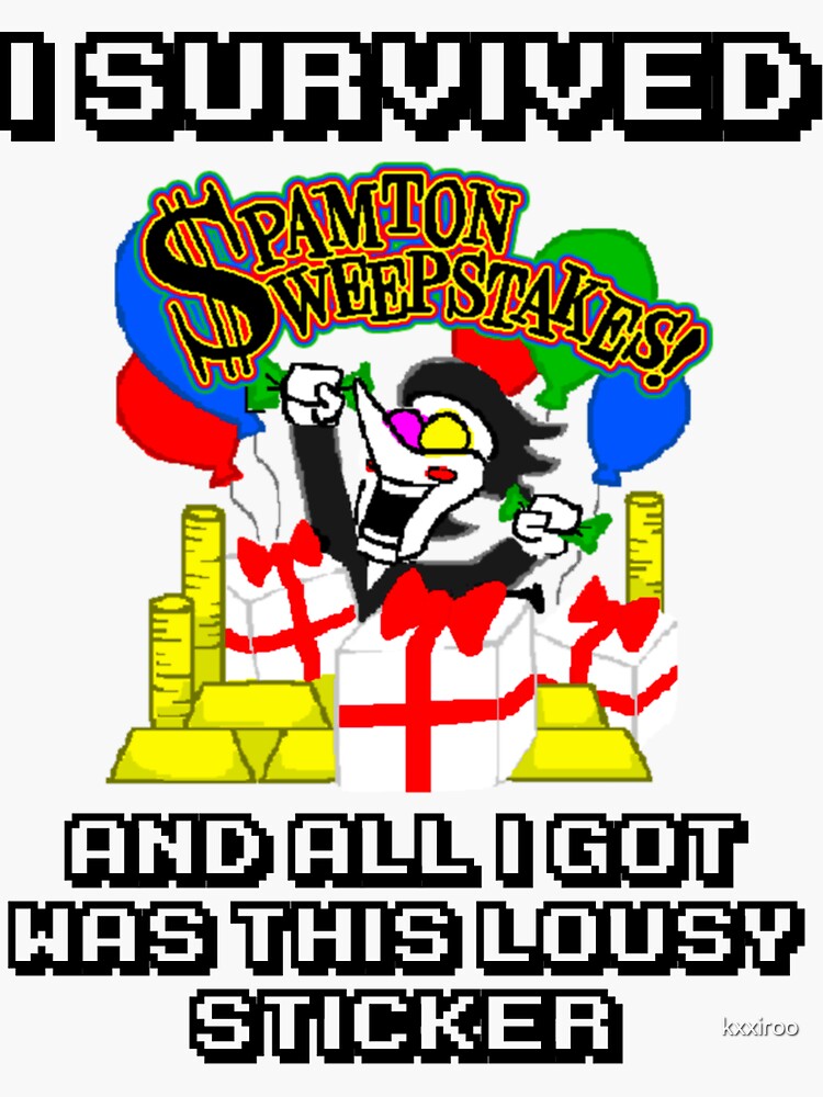 "SPAMTON SWEEPSTAKES" Sticker for Sale by kxxiroo | Redbubble