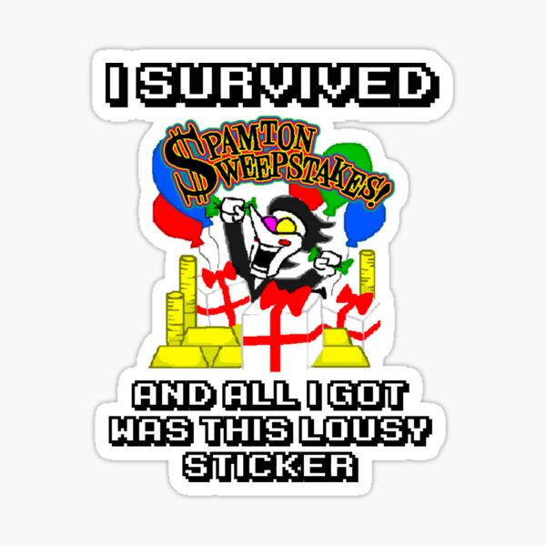 "SPAMTON SWEEPSTAKES" Sticker for Sale by kxxiroo | Redbubble