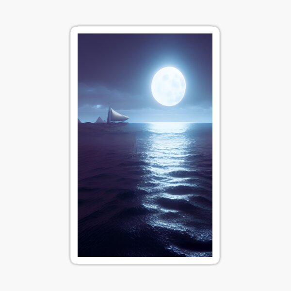 "Moonlight In The Ocean" Sticker for Sale by Nature1Galaxy | Redbubble