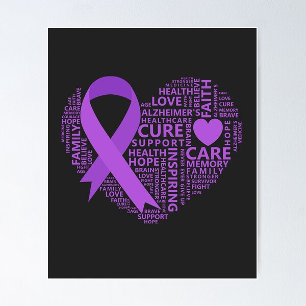 "Alzheimer Awareness Heart Purple Ribbon" Poster for Sale by ...