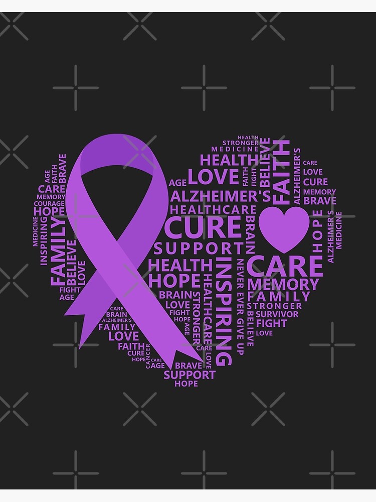 "Alzheimer Awareness Heart Purple Ribbon" Art Board Print for Sale by ...