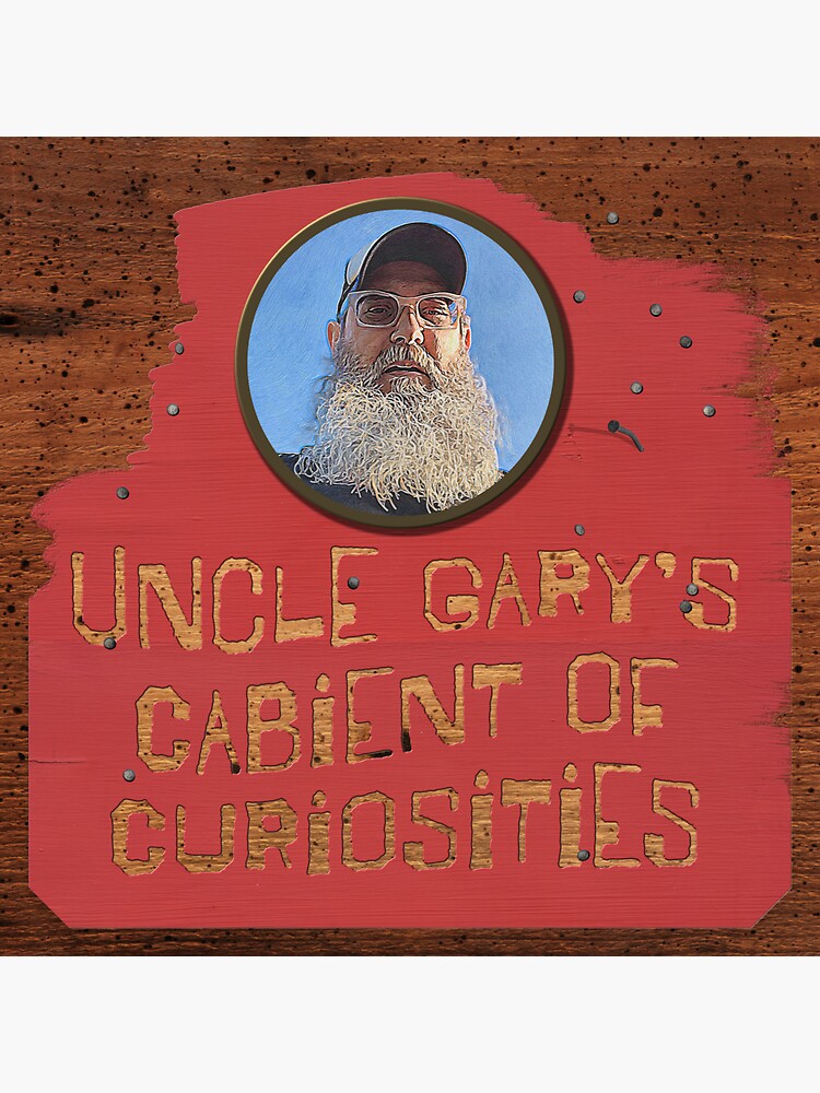 "Uncle Gary's Cabinet of Curiosities Plaque" Sticker for Sale by gkaleda | Redbubble