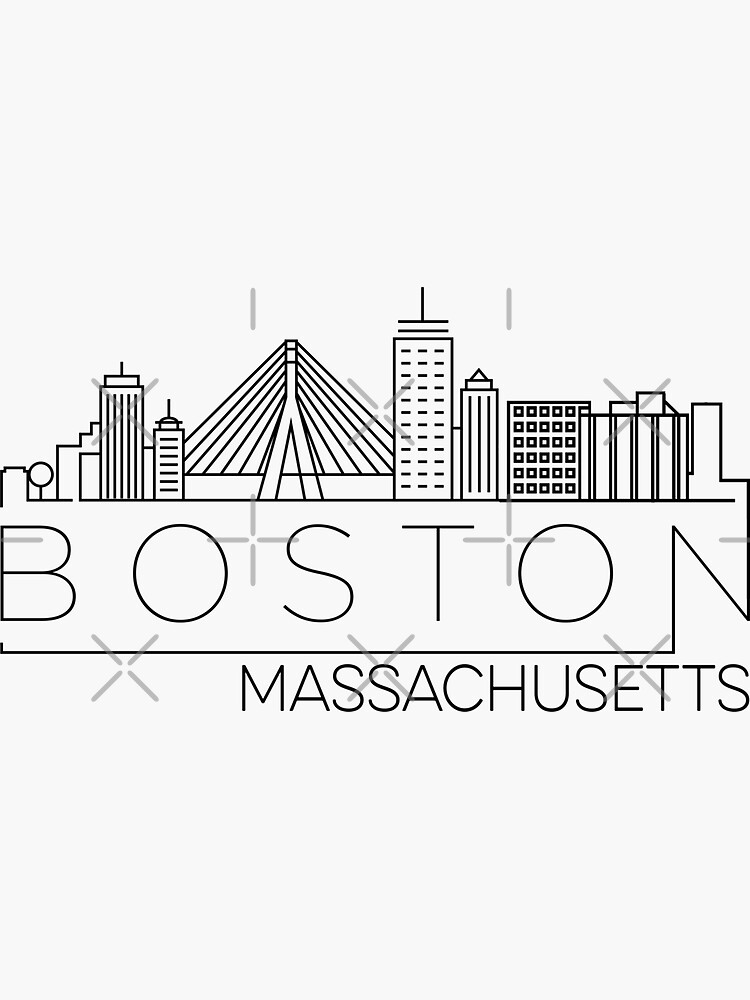 "Boston Massachusetts Skyline Line Art , Black" Sticker for Sale by ...