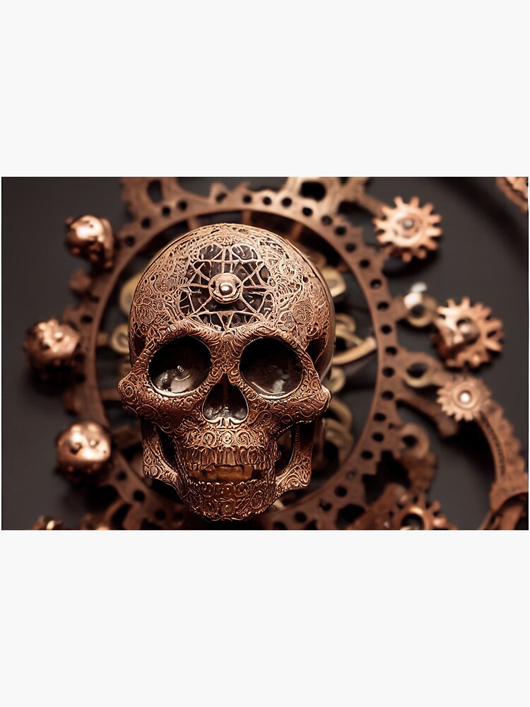 "Steampunk Filigree Copper Skull with Gears" Sticker for Sale by ...