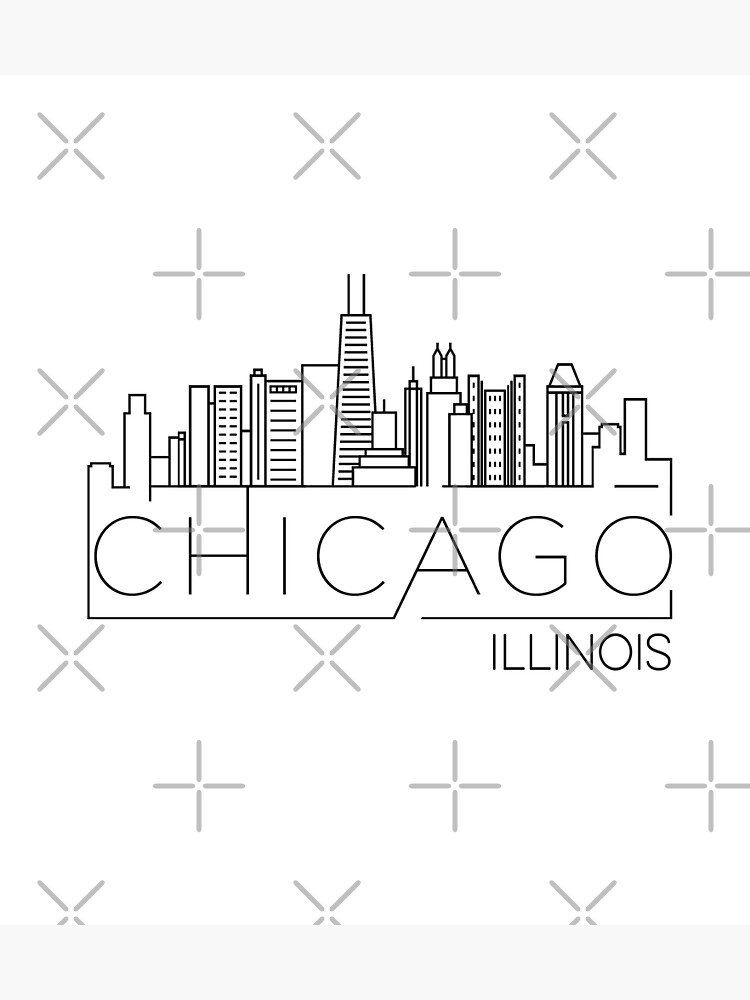 "Chicago Illinois Skyline Line Art , Black" Poster for Sale by ...