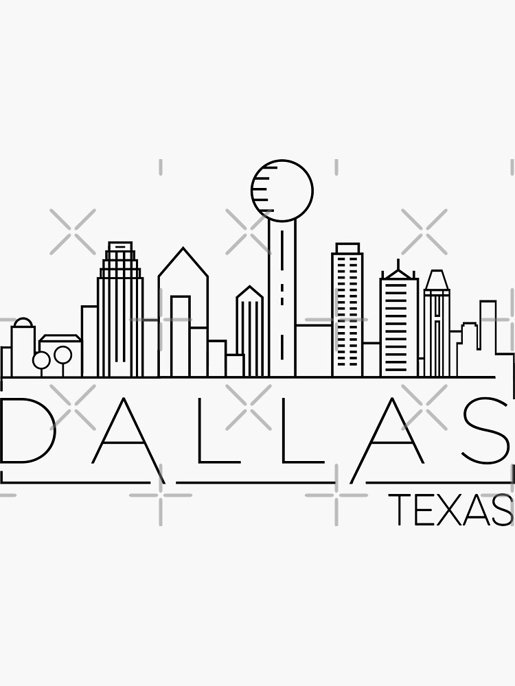 "Dallas Texas Skyline Line Art , Black" Sticker for Sale by ...