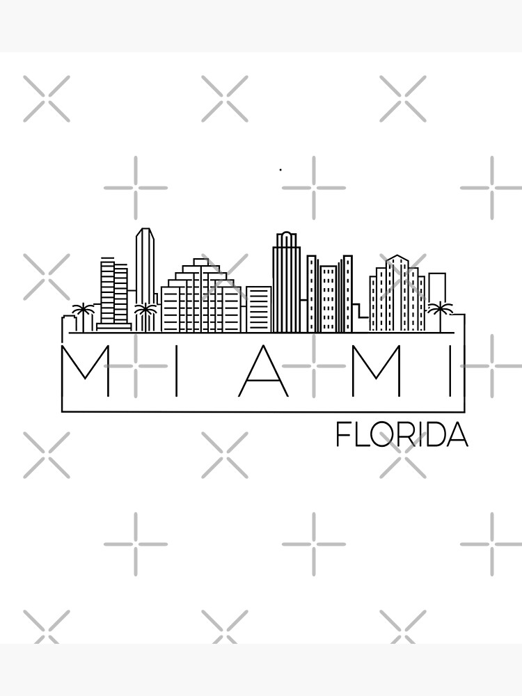 "Miami Florida Skyline Line Art , Black" Poster for Sale by ...