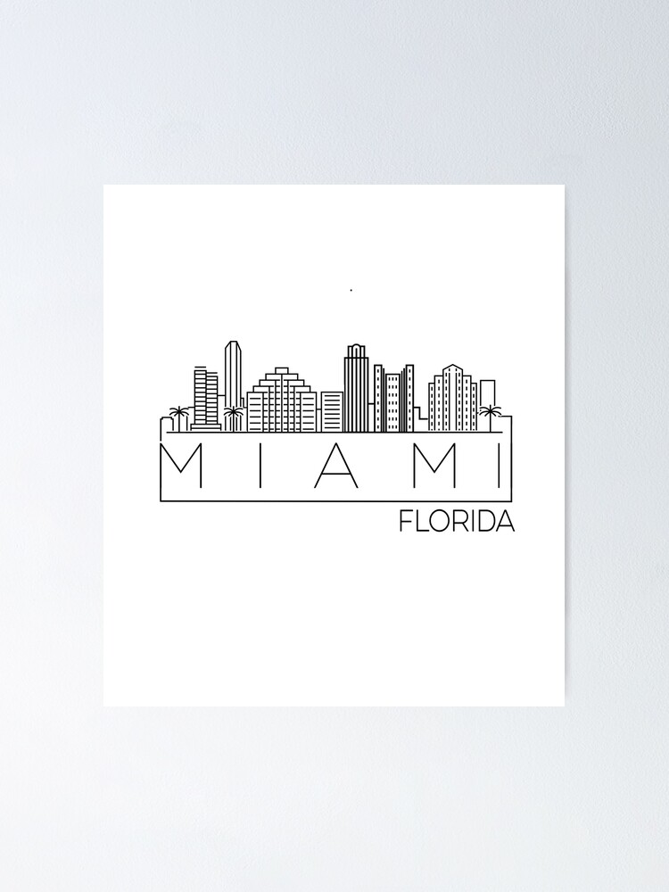 "Miami Florida Skyline Line Art , Black" Poster for Sale by ...