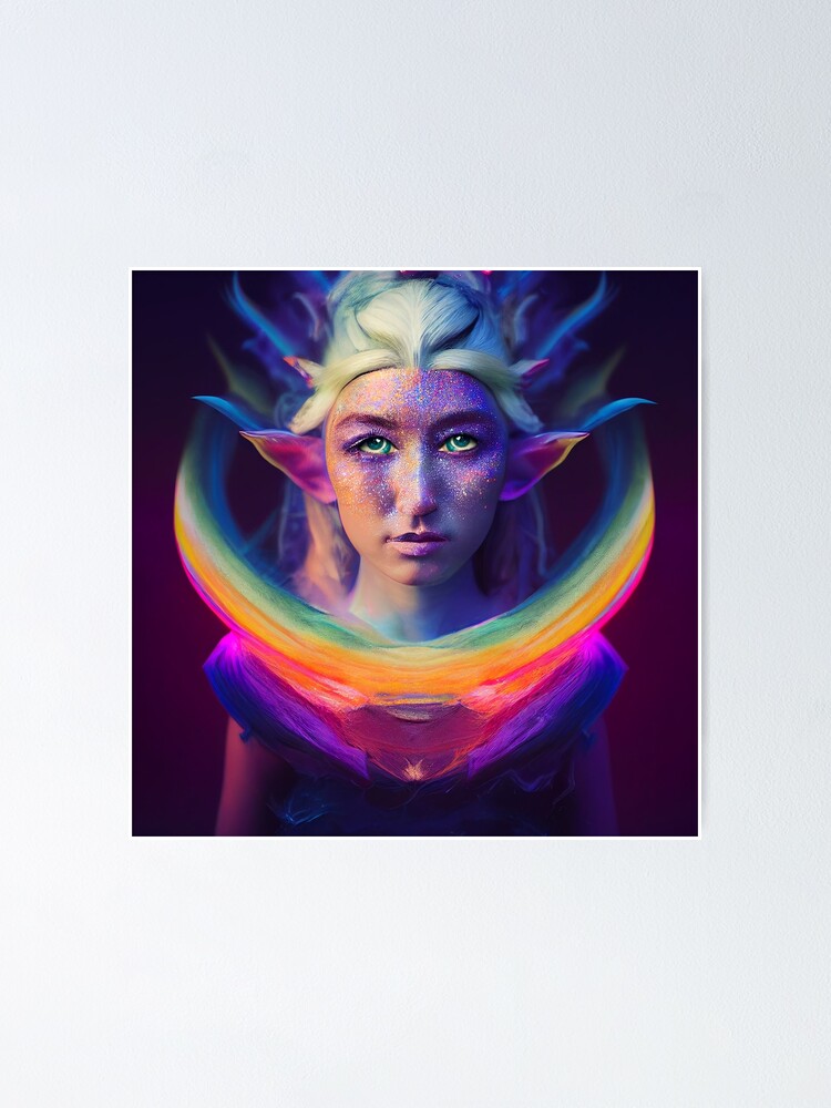 "Rainbow Glitter Elf Goddess Warrior Princess " Poster for Sale by ...