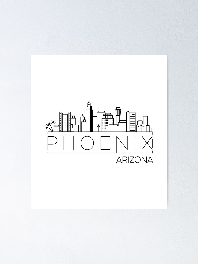"Phoenix Arizona Skyline Line Art , Black" Poster for Sale by ...