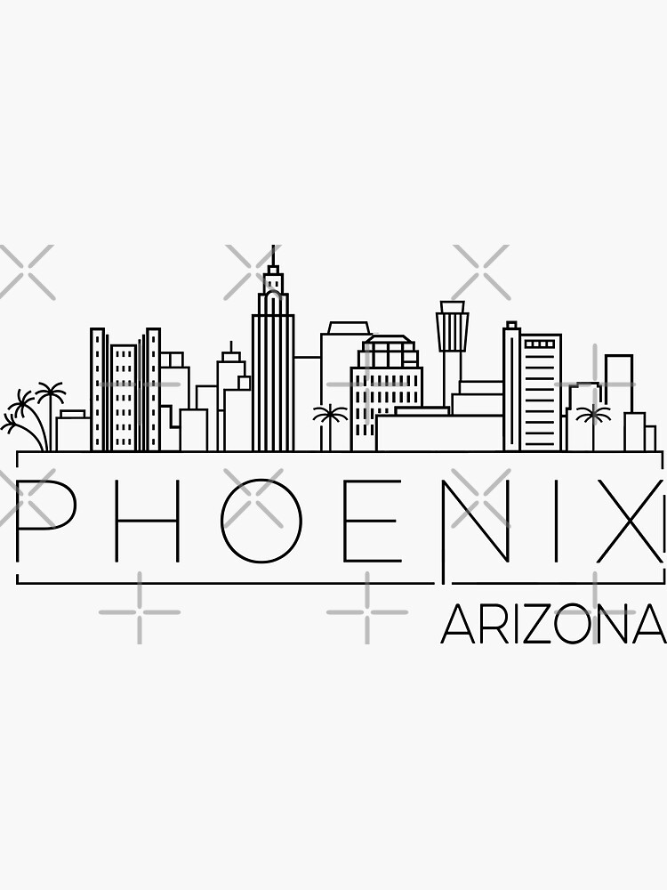 "Phoenix Arizona Skyline Line Art , Black" Sticker for Sale by ...